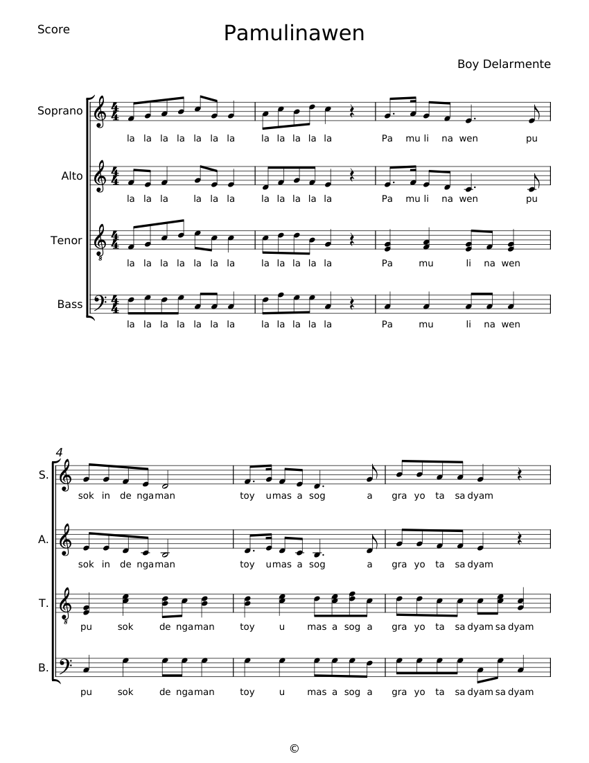 Pamulinawen - Misc Traditional Sheet music for Vocals (Choral ...