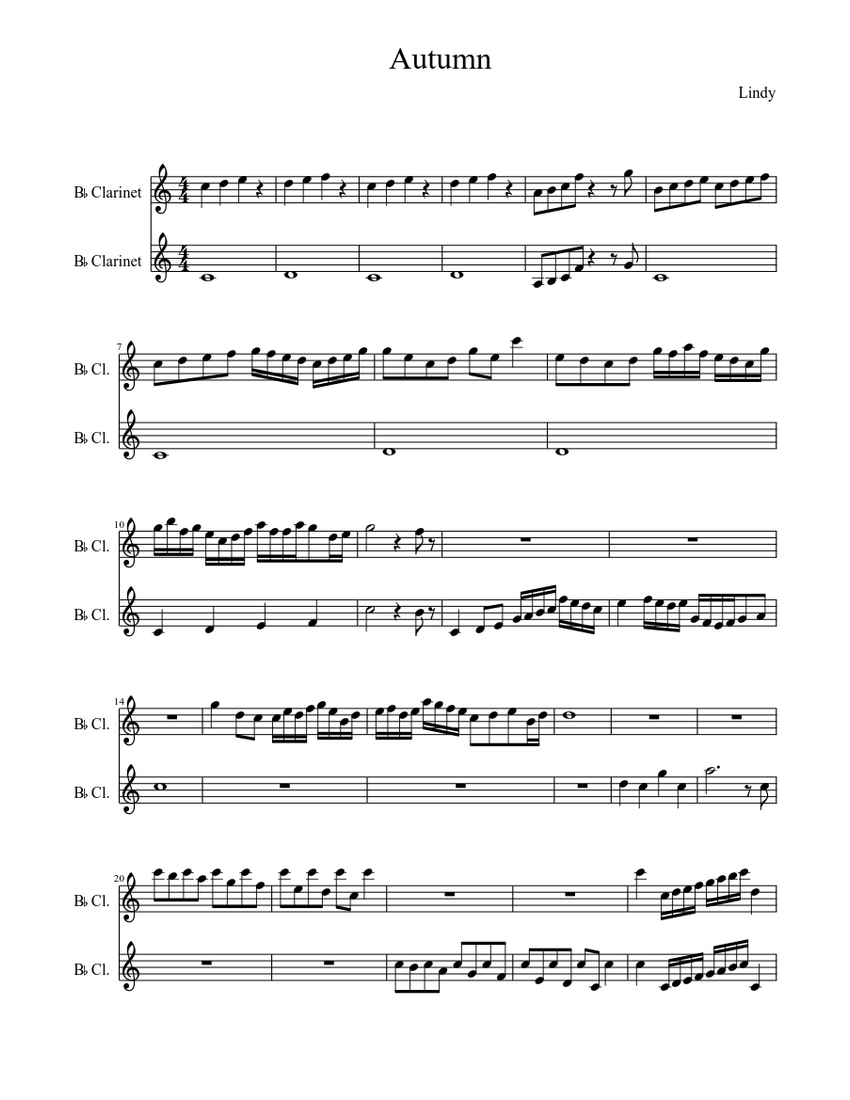 Autumn Sheet music for Clarinet other (Woodwind Duet) | Musescore.com