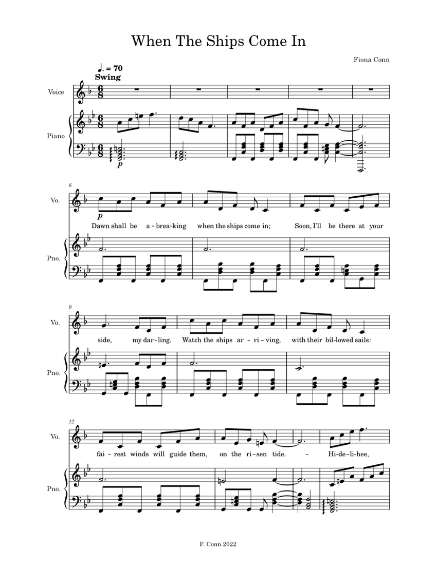 When The Ships Come In Sheet music for Piano, Vocals (Solo) | Musescore.com
