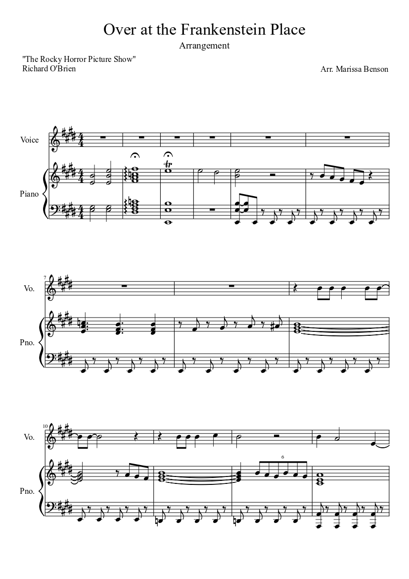 Over at the Frankenstein Place Sheet music for Piano, Voice (other ...