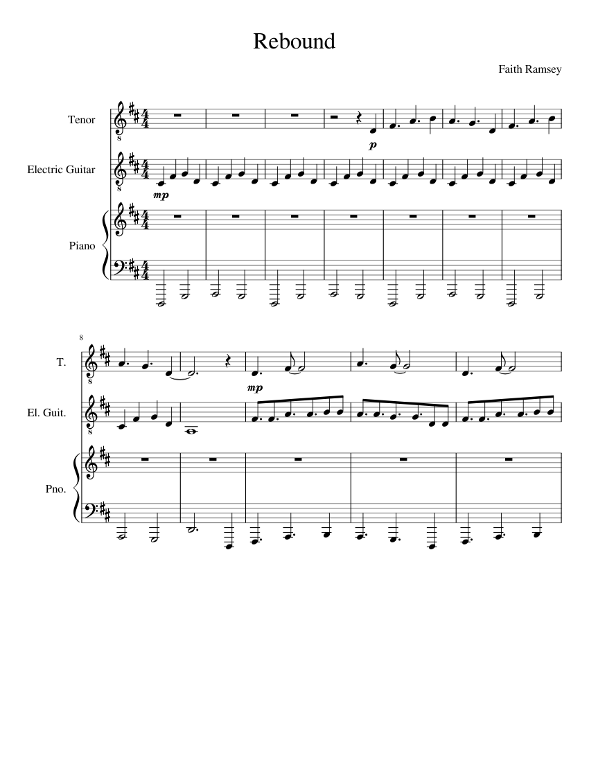 Rebound Sheet music for Piano, Tenor, Guitar (Mixed Trio) | Musescore.com