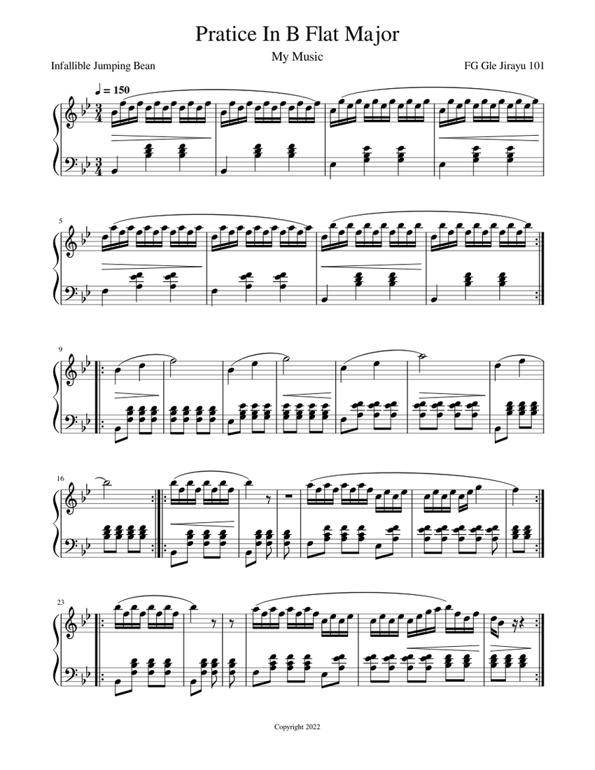 Practice In B Flat Major But Have Palette Sheet music for Piano (Solo ...