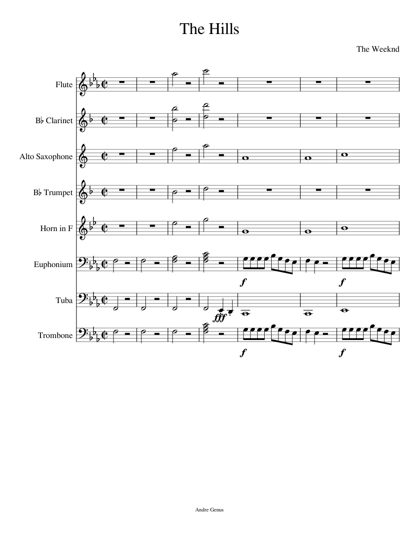 The Hills Sheet music for Trombone, Tuba, Flute, Clarinet other & more instruments (Mixed ...