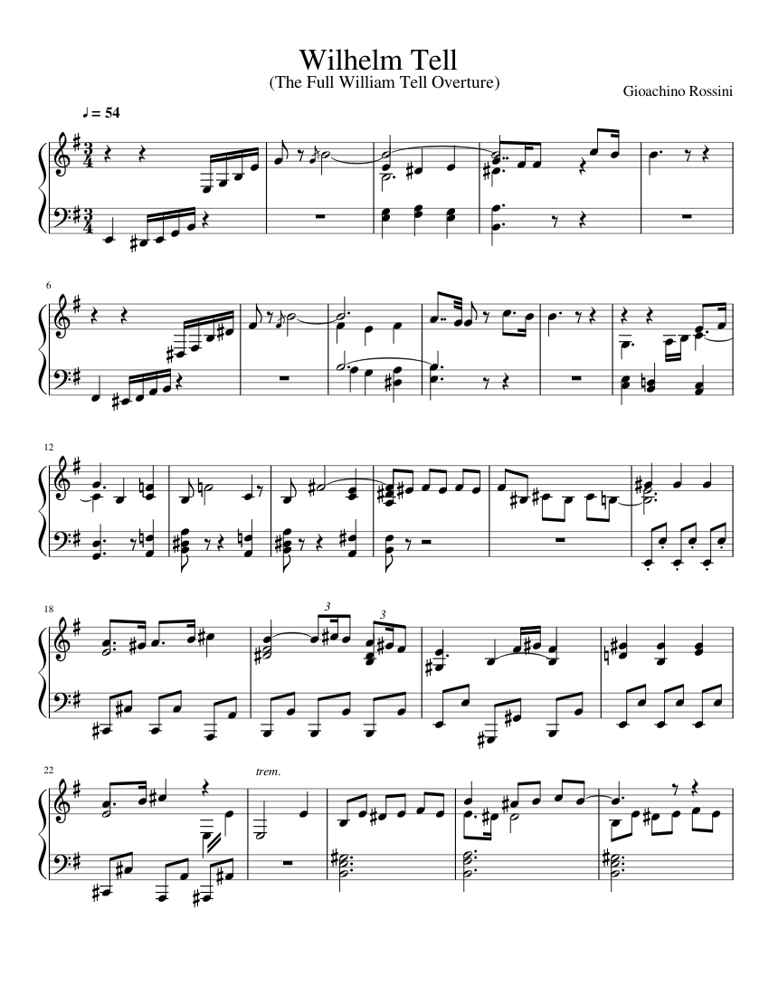 Wilhelm Tell Sheet music for Piano (Solo) | Musescore.com