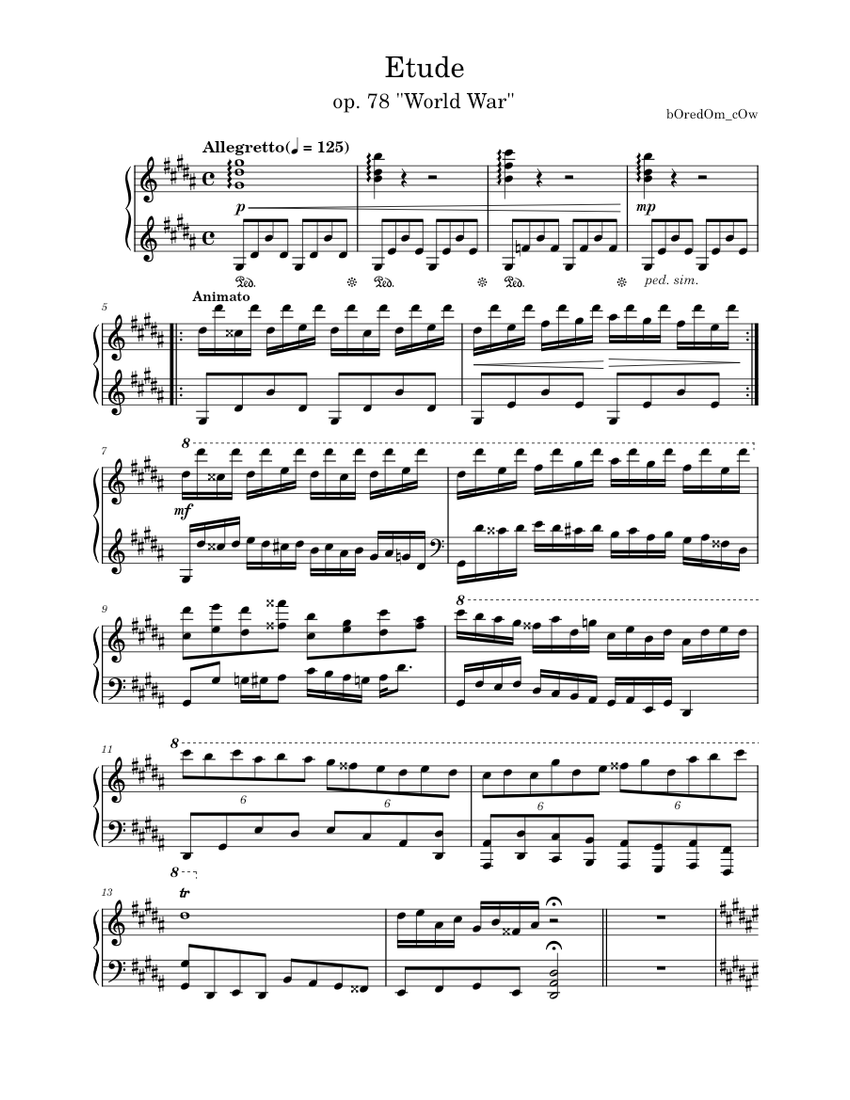 Etude op. 78 'World War' Sheet music for Piano (Solo) | Musescore.com