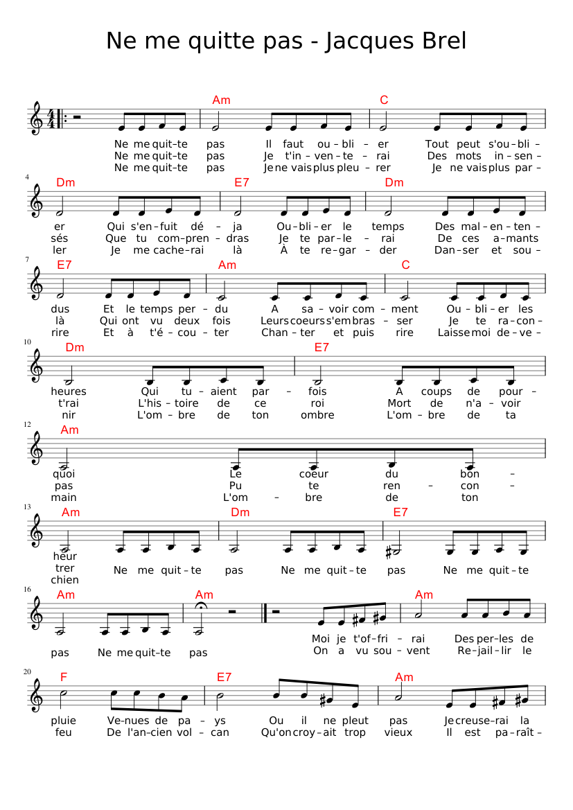 ne me quitte pas grille d'accords