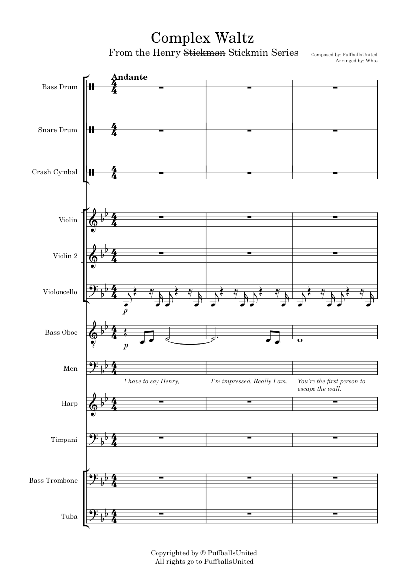Complex Waltz – PuffballsUnited Sheet music for Trombone, Tuba, Oboe ...
