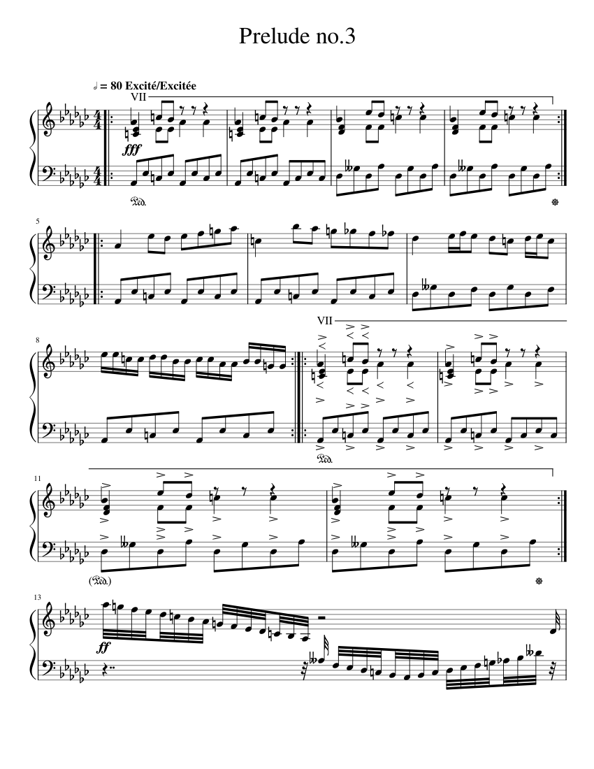 Prelude no.3 Sheet music for Piano (Solo) | Musescore.com