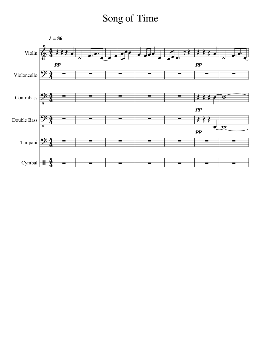 Song of Time Sheet music for Contrabass, Timpani, Crash, Violin & more ...