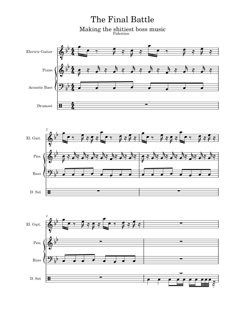 The Final Battle Sheet music for Piano, Guitar, Bass guitar, Drum group ...