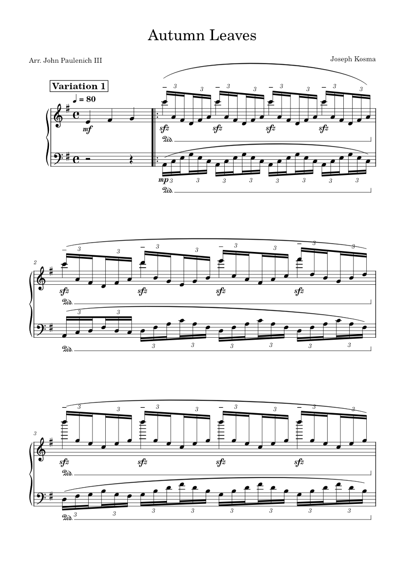 Autumn leaves – Joseph Kosma Sheet Music for Piano (Solo) | MuseScore.com