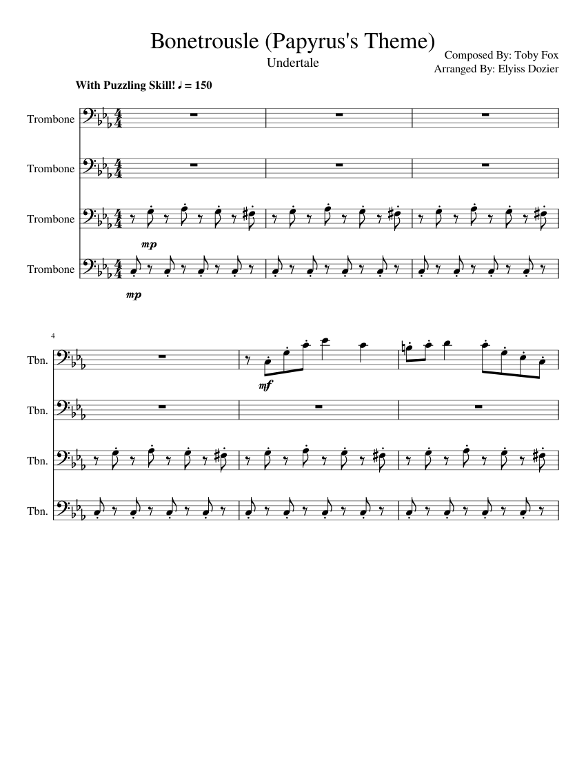 Bonetrousle Sheet music for Trombone (Mixed Quartet) | Musescore.com