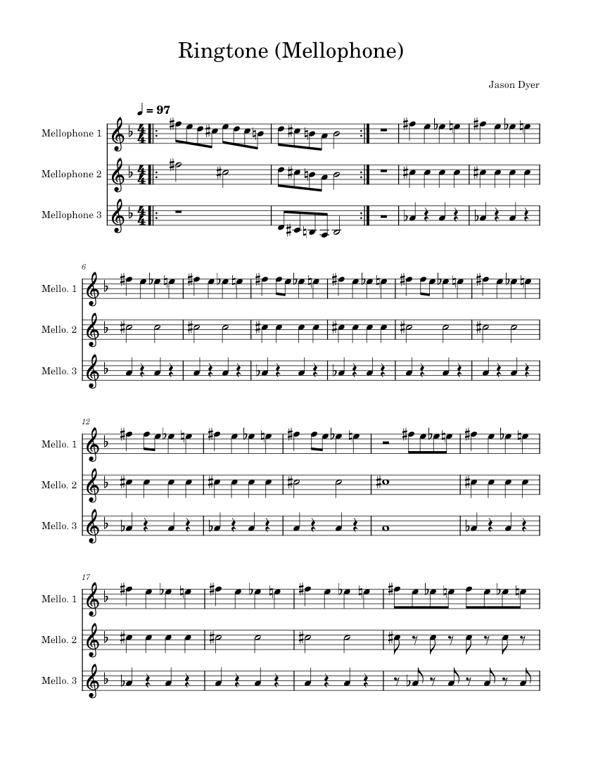 Ringtone (Mellophone) Sheet music for Mellophone (Marching Band ...