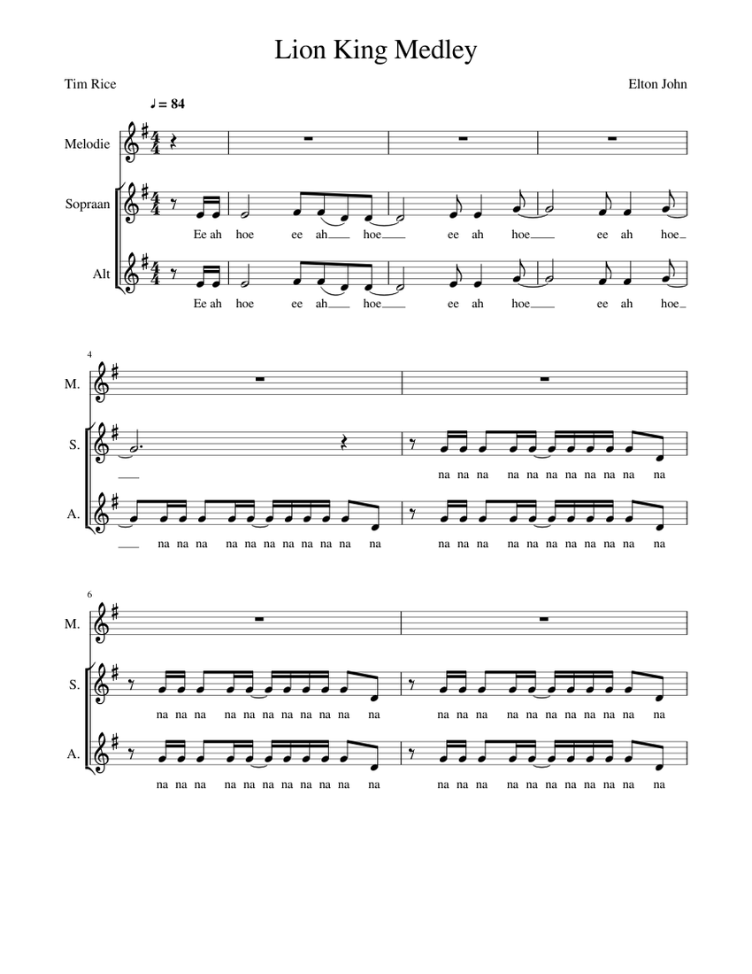 The lion king – Misc Soundtrack Sheet music for Soprano, Alto, Vocals ...