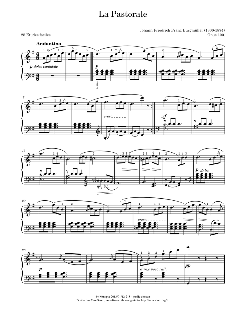Pastorale Sheet music for Piano (Solo) Easy | Musescore.com