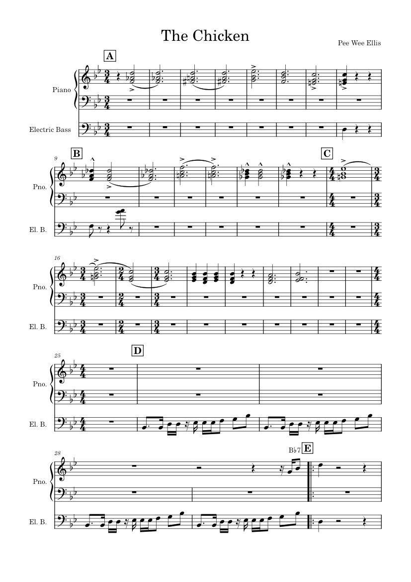 The chicken – Jaco Pastorius The_chicken -V1 Sheet music for Piano ...