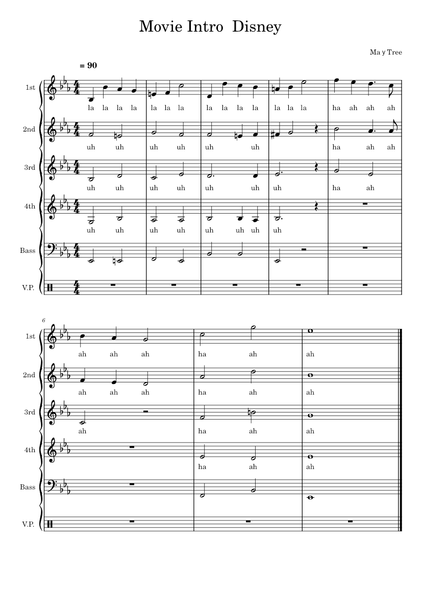 Movie Intro Disney Bass変更版2– Maytree Sheet music for Piano, Drum group ...