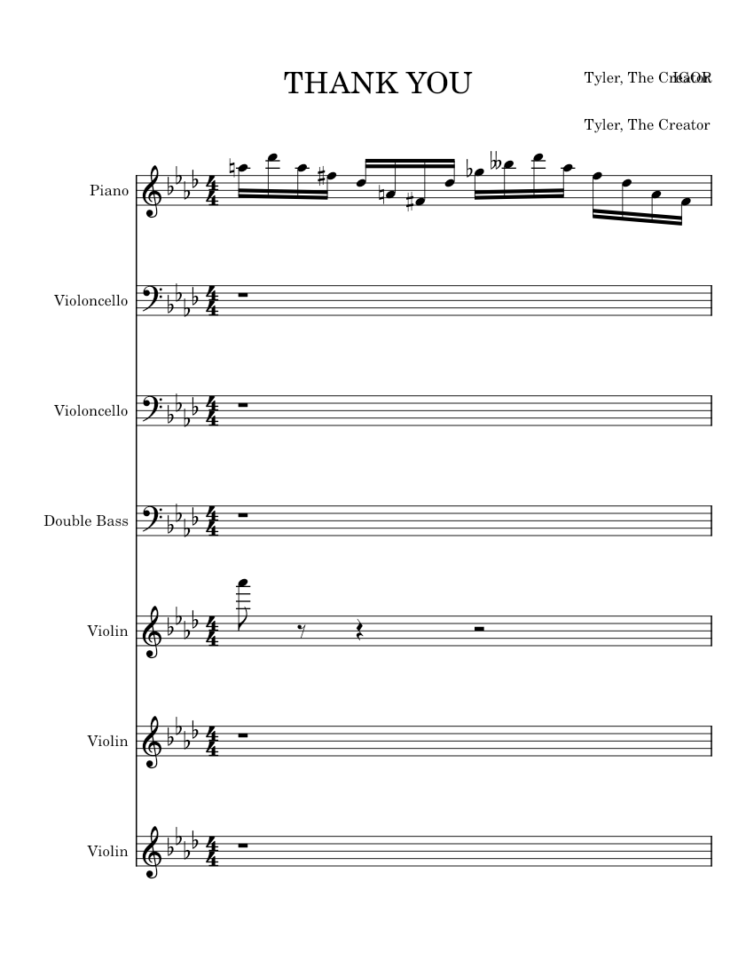 THANK YOU – Tyler, The Creator Sheet Music for Piano, Contrabass ...