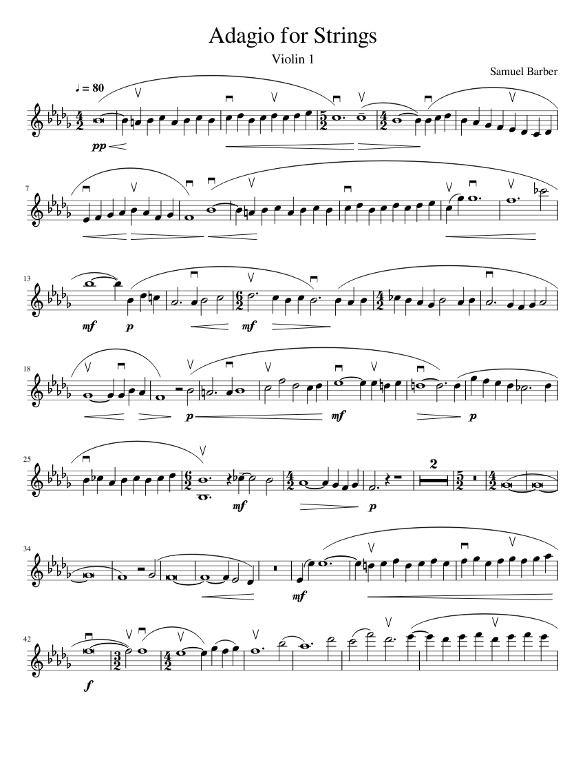 Adagio For Strings (Violin 1) Sheet music for Violin (Solo) | Musescore.com