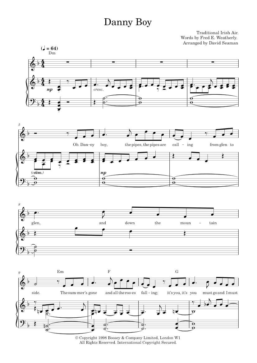 danny boy Sheet music for Piano, Vocals by Frederick Weatherly Official ...