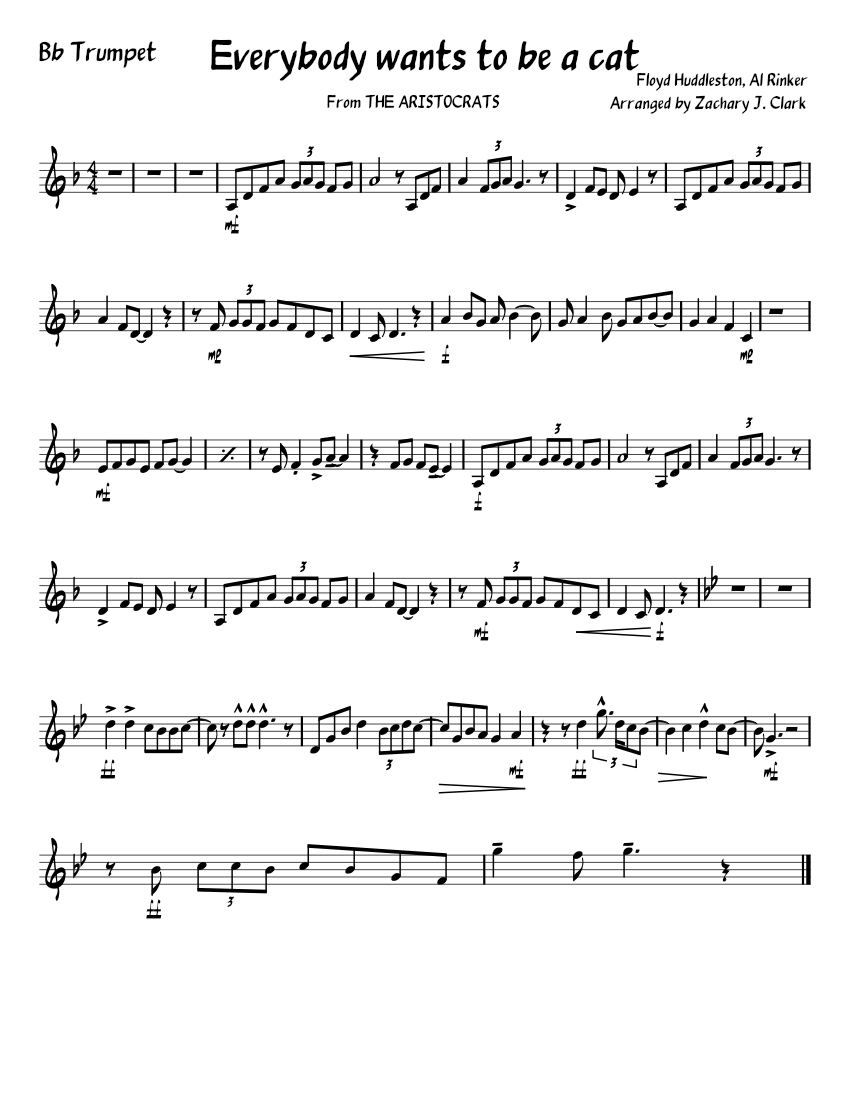 Everybody wants to be a cat Sheet music for Trumpet in b-flat (Solo ...