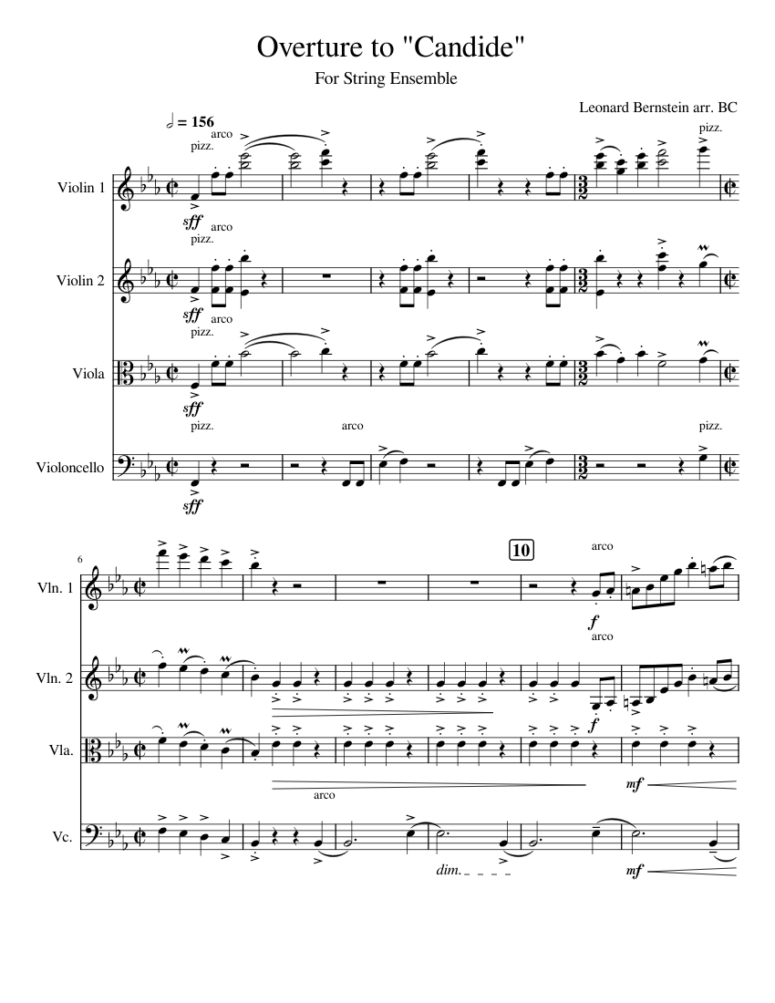 Overture to Candide – Leonard Bernstein Overture to Candide for String ...