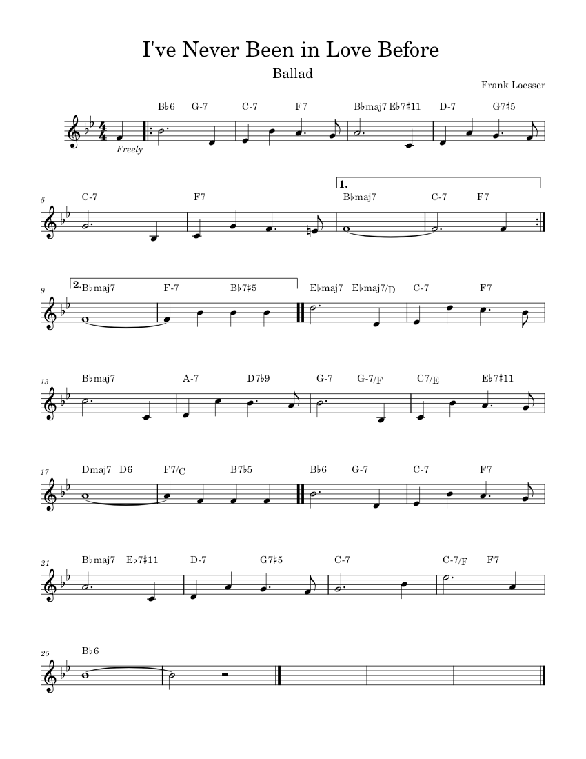 I've Never Been in Love Before - Frank Loesser (Lead Sheet) Sheet Music with Chords for Trumpet ...