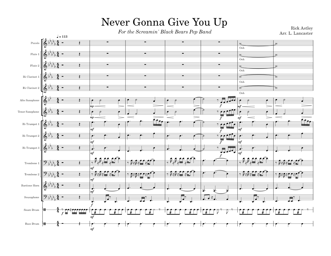 Never Gonna Give You Up – Rick Astley Sheet music for Trombone, Tuba ...
