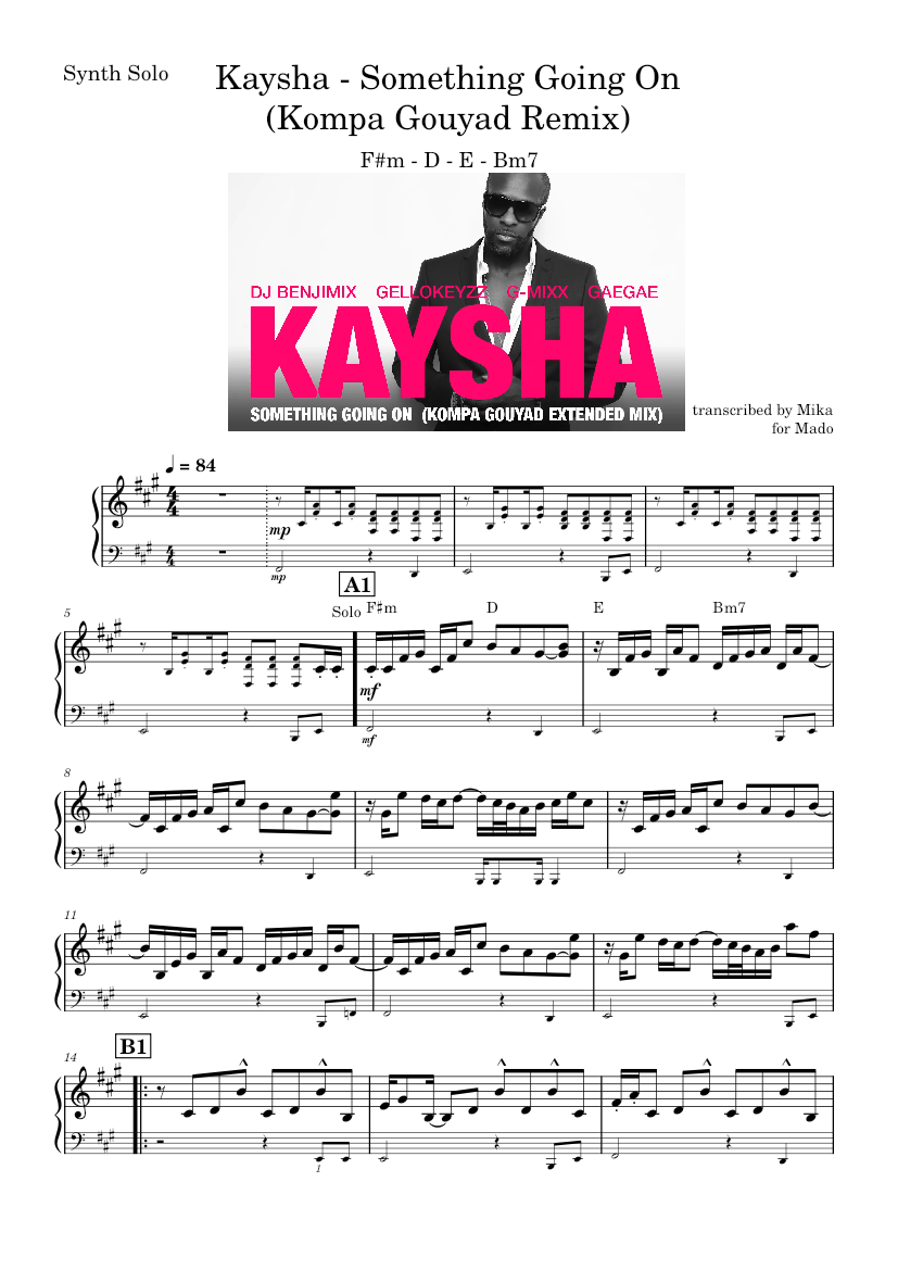 Something Going On – Kaysha (Kompa Gouyad Remix) (Piano Solo) Sheet music for Bass guitar (Solo ...