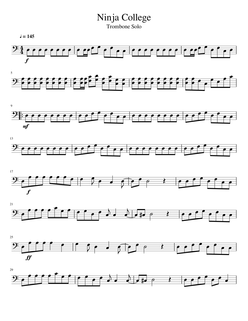ARMS: Ninja College (Ninjara's Theme) - Trombone Solo Sheet music for ...