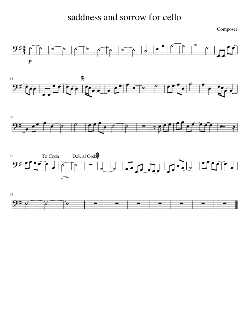 sadness and sorrow for cello Sheet music for Cello (Solo) | Musescore.com