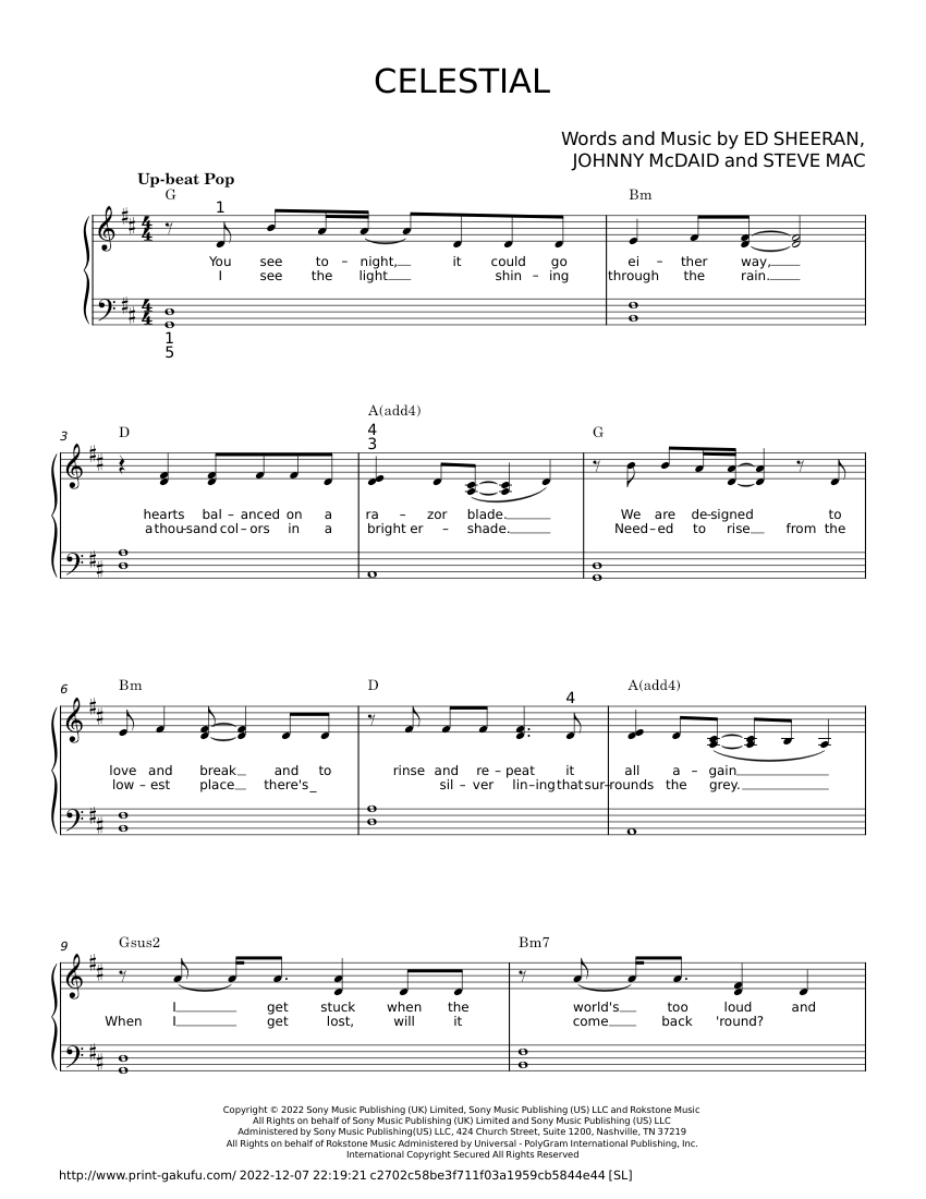 Celestial - Ed Sheeran Sheet Music for Piano (Piano Duo) | MuseScore.com