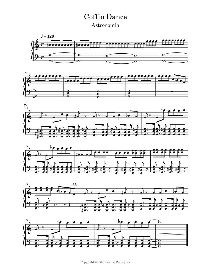 Coffin Dance – Astronomyy Coffin Dance Astronomia Sheet music for Piano ...