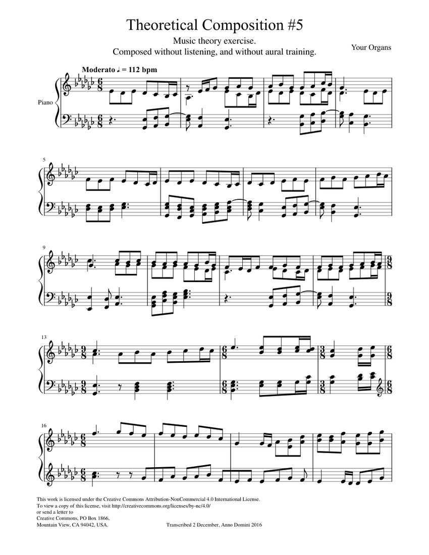 Theoretical Composition #5 Sheet music for Piano (Solo) Easy ...