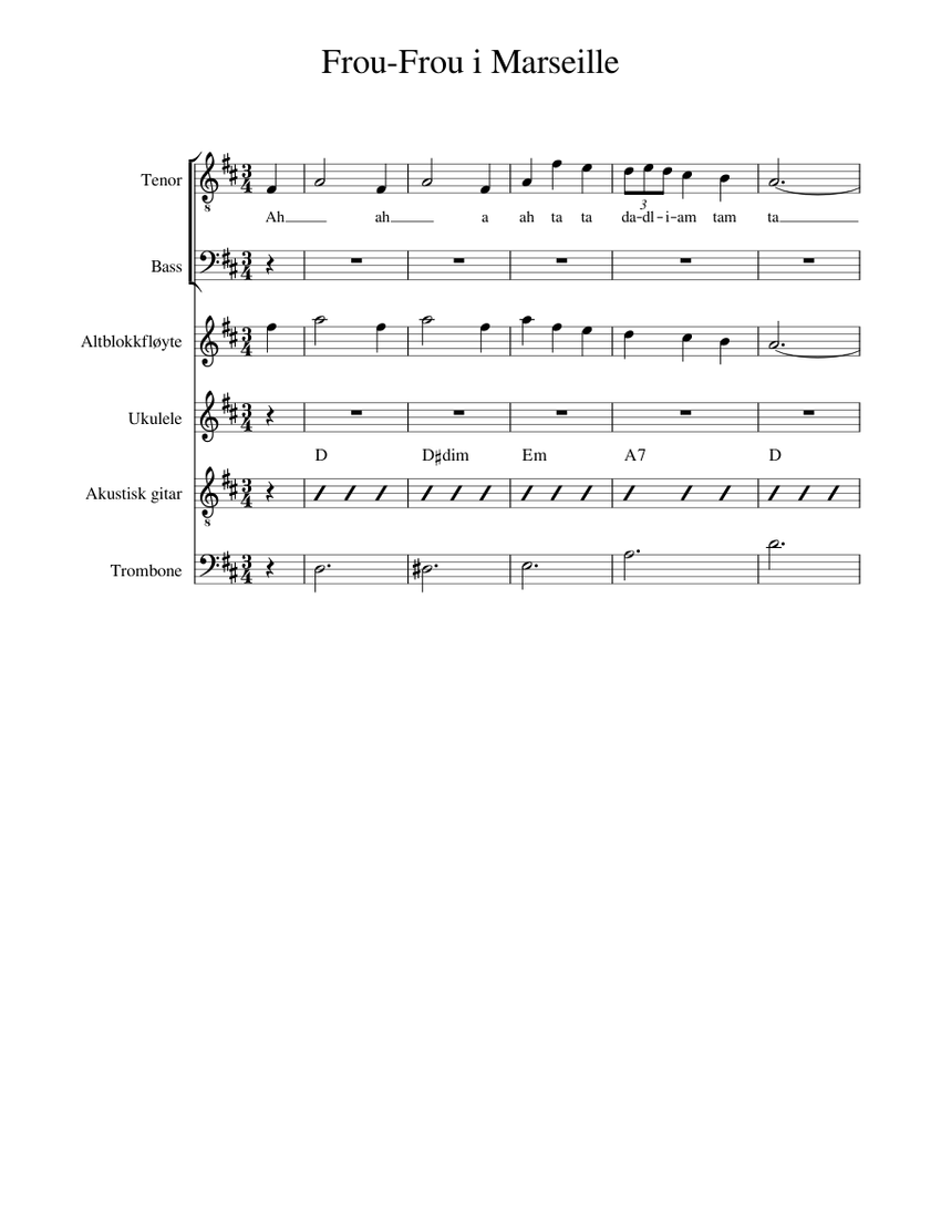 Frou-Frou i Marseille for Langesund Sheet music for Trombone, Tenor ...