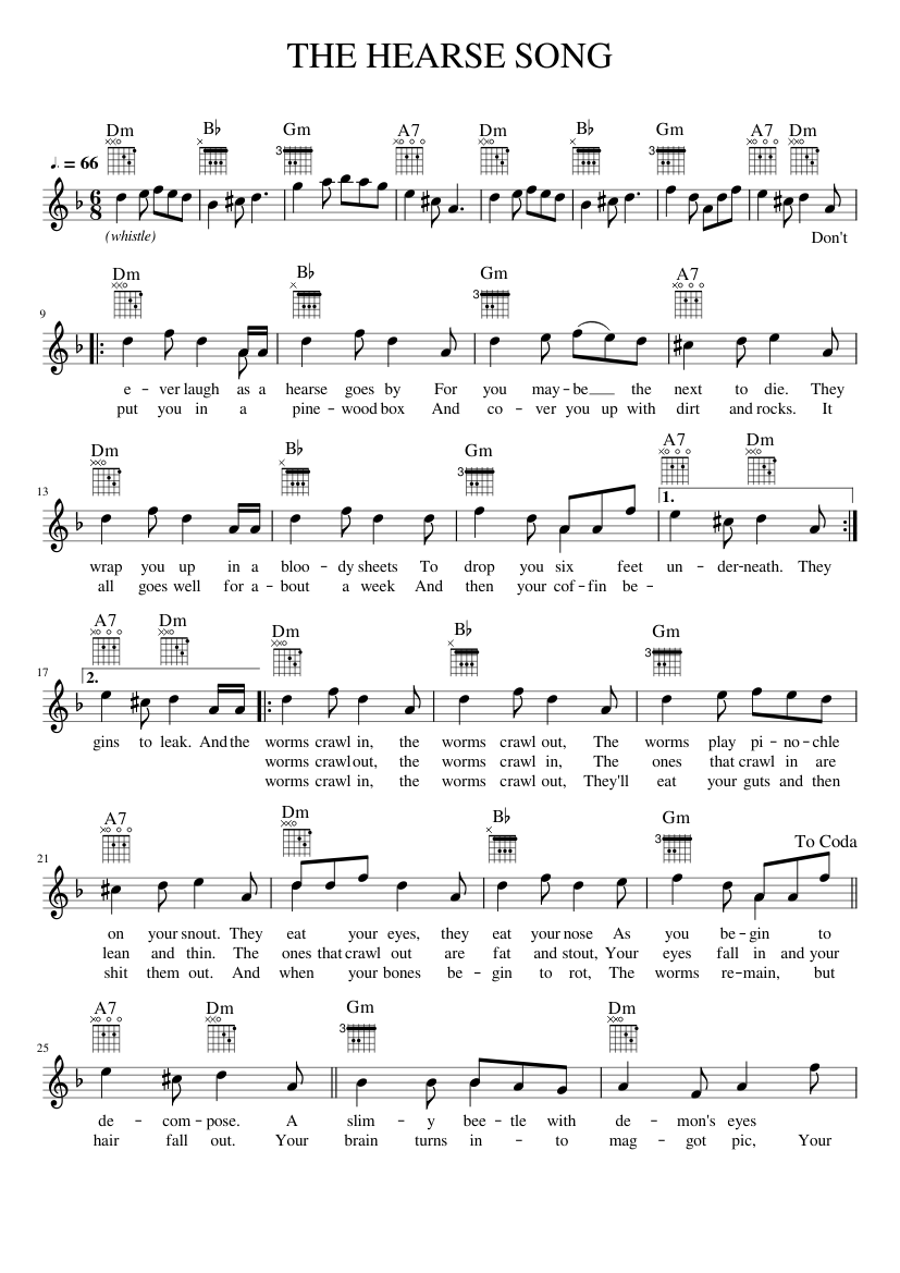 THE HEARSE SONG Sheet Music for Piano (Solo) easy | MuseScore.com