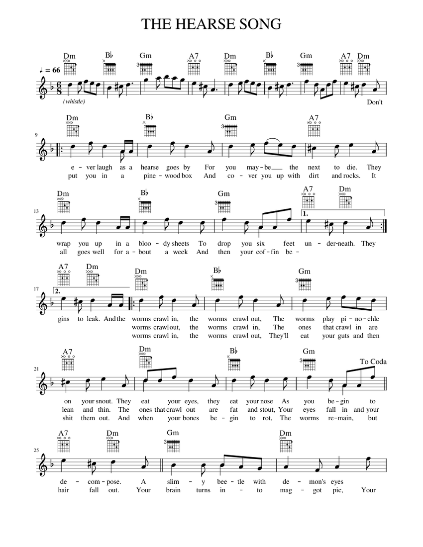 THE HEARSE SONG Sheet music for Piano (Solo) Easy | Musescore.com