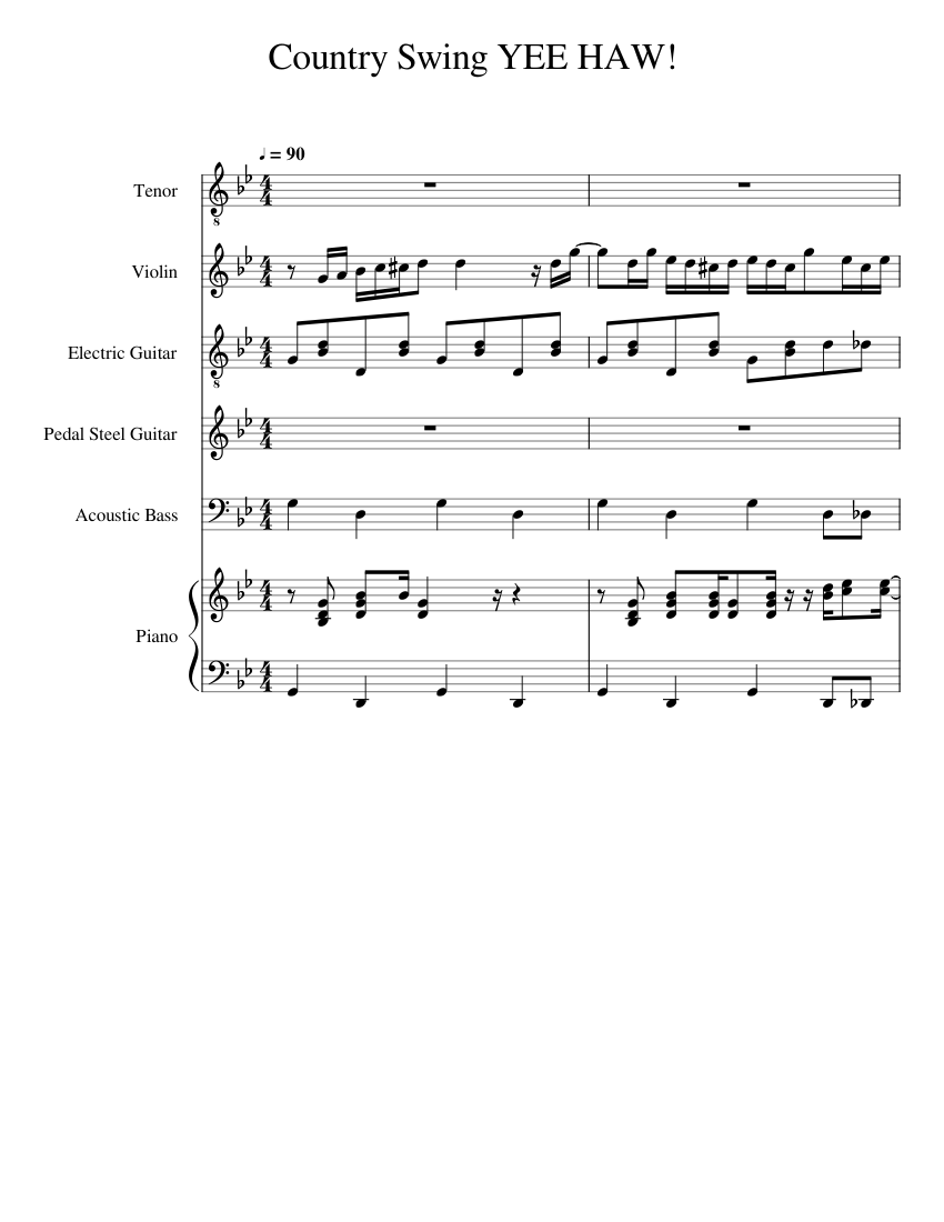 Country Swing YEE HAW! Sheet music for Piano, Tenor, Violin, Guitar ...
