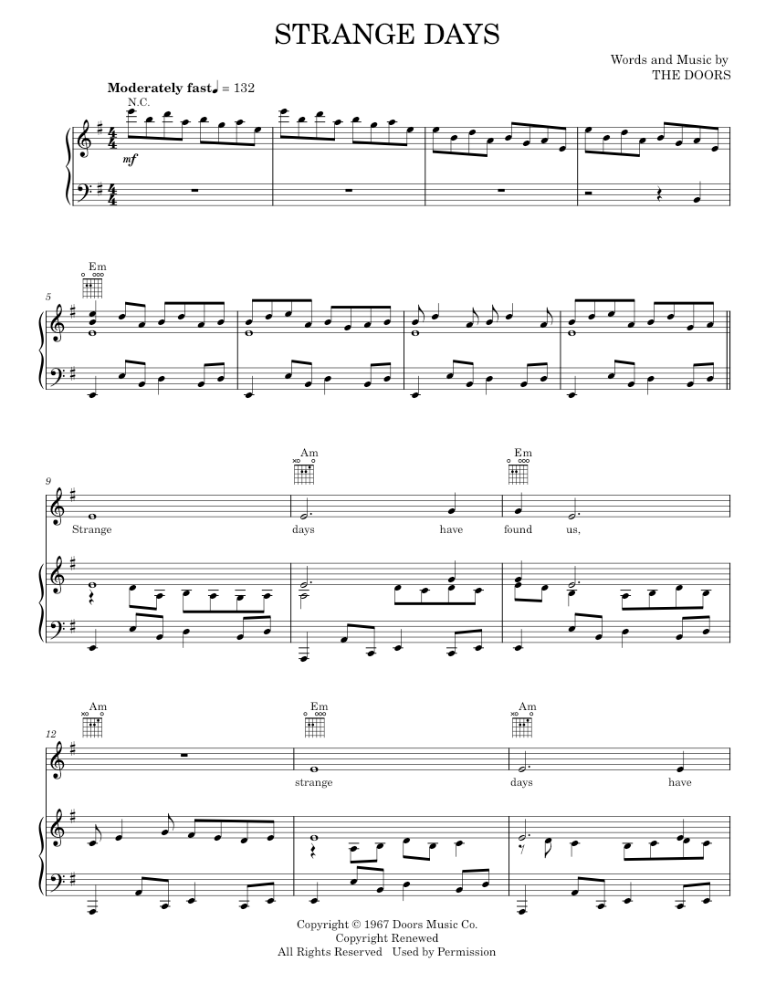 Play Official version of Strange days Sheet Music by Ludwig Van ...