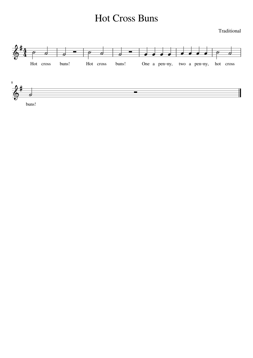 Hot Cross Buns Sheet music for Recorder (Solo) | Musescore.com
