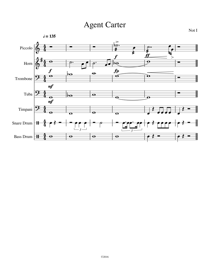 Agent Carter Sheet music for Trombone, Tuba, Oboe, Timpani & more ...
