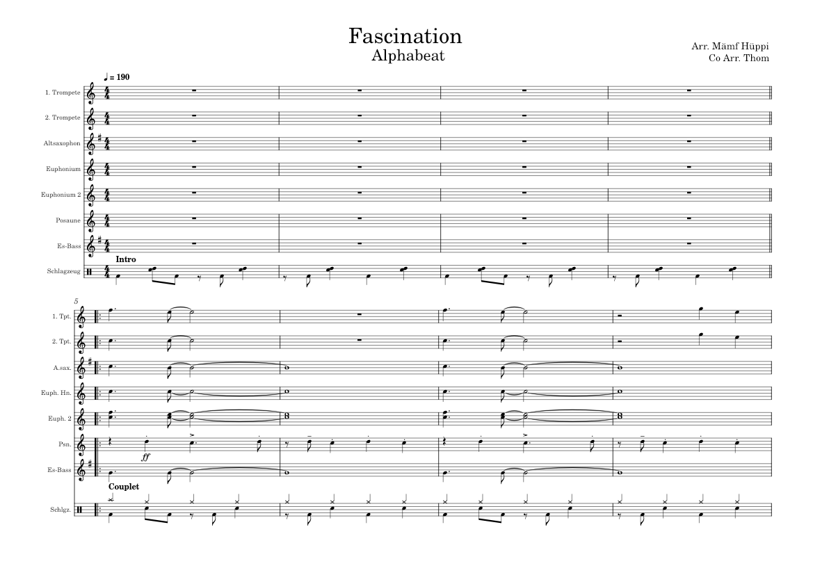 Fascination – Alphabeat Sheet music for Trombone, Euphonium, Tuba ...