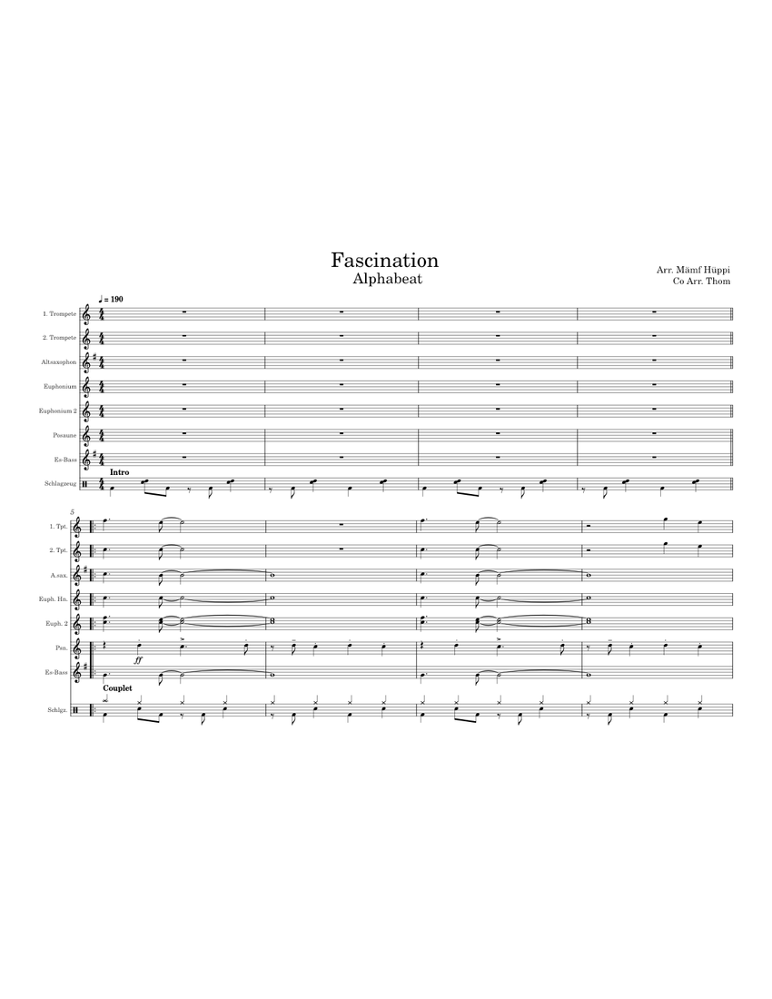 Fascination – Alphabeat Sheet music for Trombone, Euphonium, Tuba ...