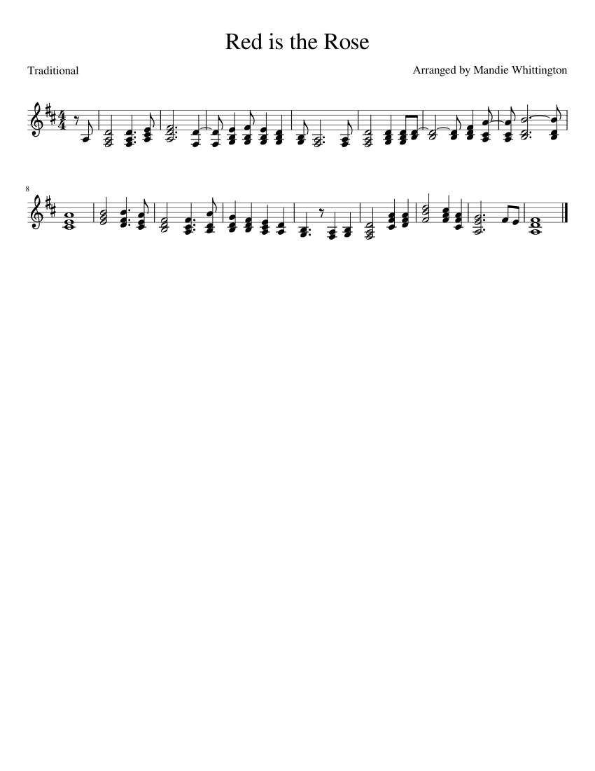 Red is the Rose (no lyrics) Sheet music for Piano (Solo) | Download and ...