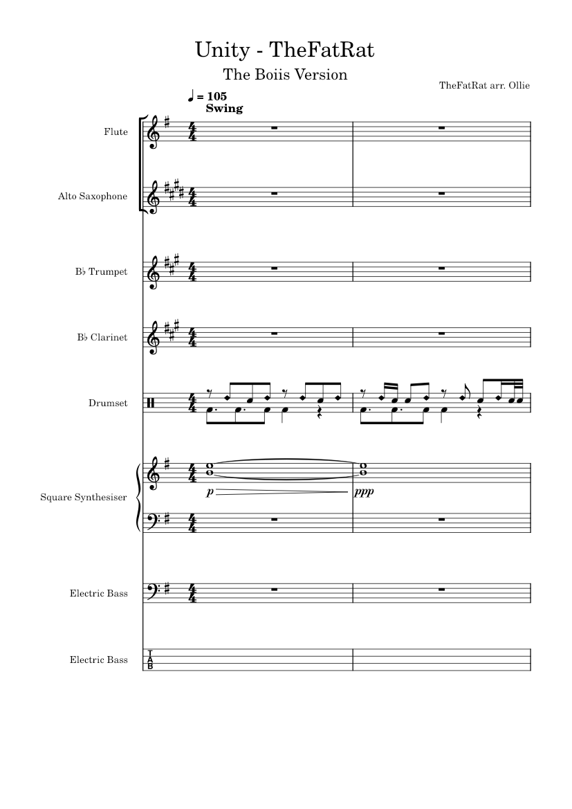 Unity – TheFatRat Sheet Music for Flute, Clarinet in b-flat, Saxophone ...