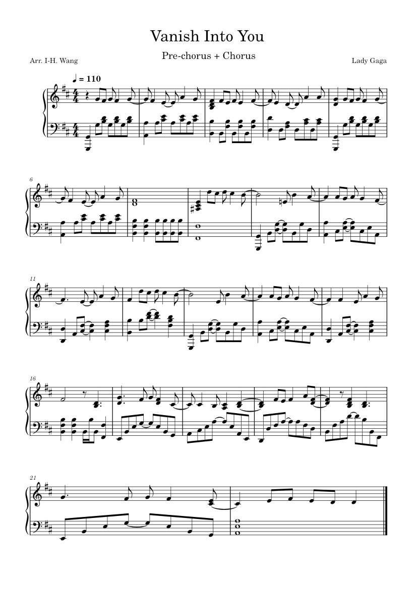 Vanish Into You Sheet Music for Piano (Solo) easy | MuseScore.com
