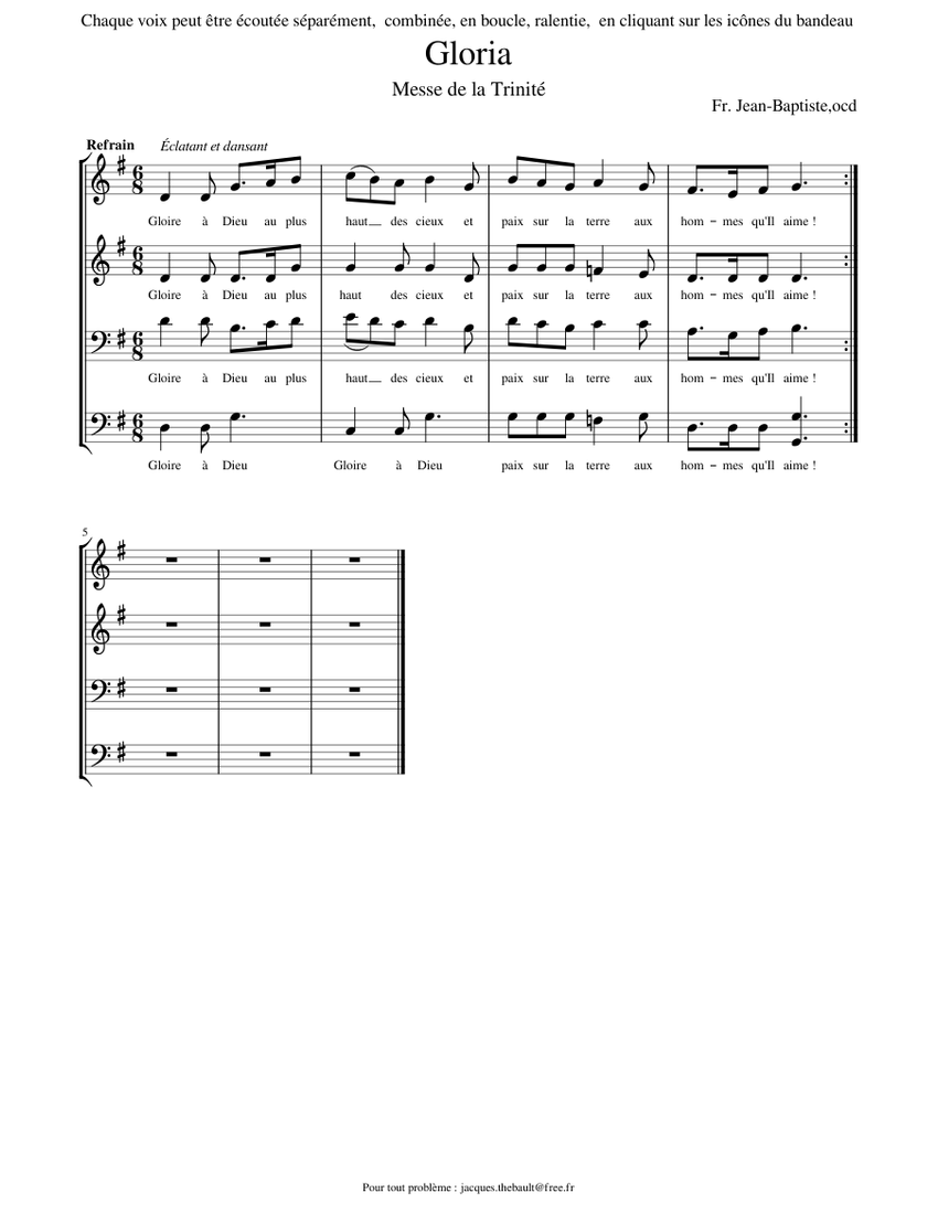 GLORIA - Messe de la Trinité Sheet music for Alto, Tenor, Bass voice ...