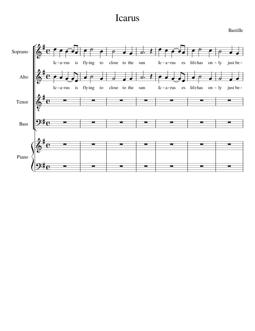 Icarus Sheet music for Piano, Soprano, Alto, Tenor & more instruments ...