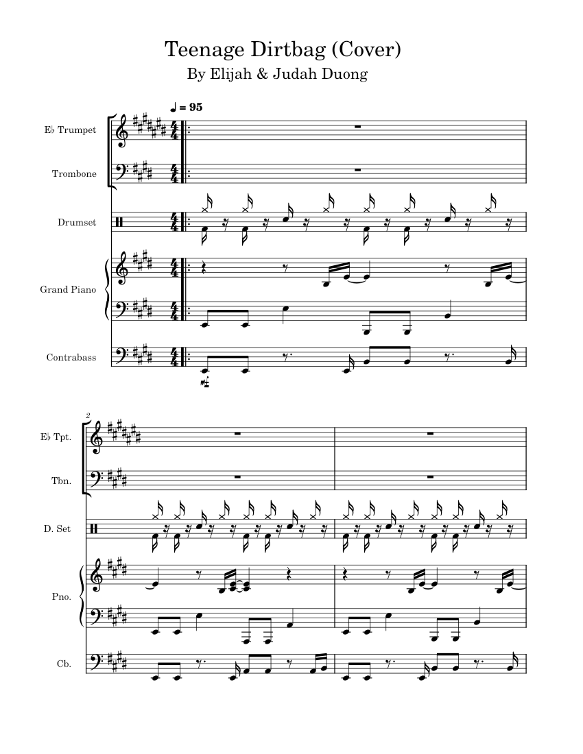 Teenage dirtbag – Wheatus (Cover) Sheet music for Piano, Trombone ...