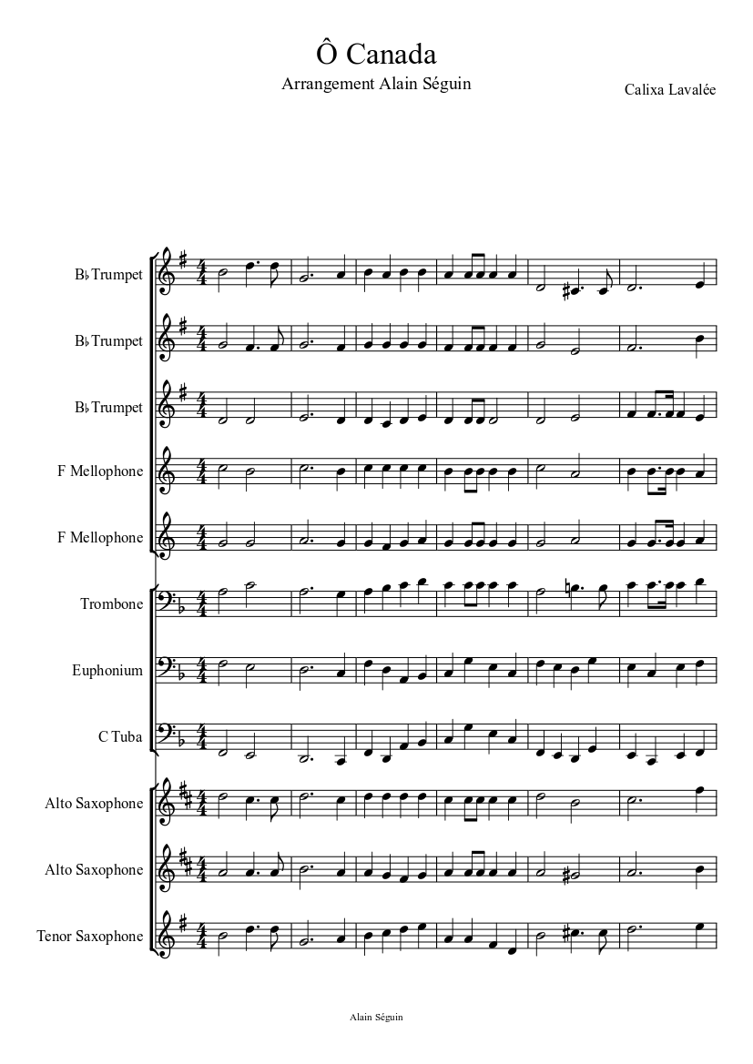 Ô Canada Sheet music for Trombone, Tuba, Trumpet other (Mixed Quintet ...